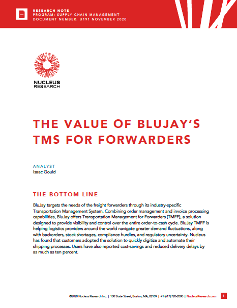 Nucleus Research Publishes “The Value of BluJay’s TMS for Forwarders ...